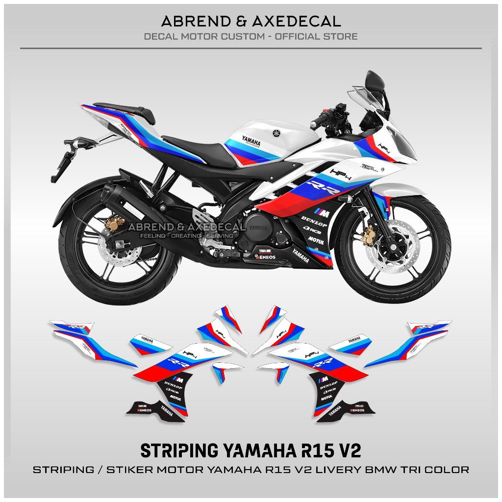 Jual STRIPING R15 V2 BMW TRI COLOR HP4 RACING / STIKER MOTOR YAMAHA R15 ...