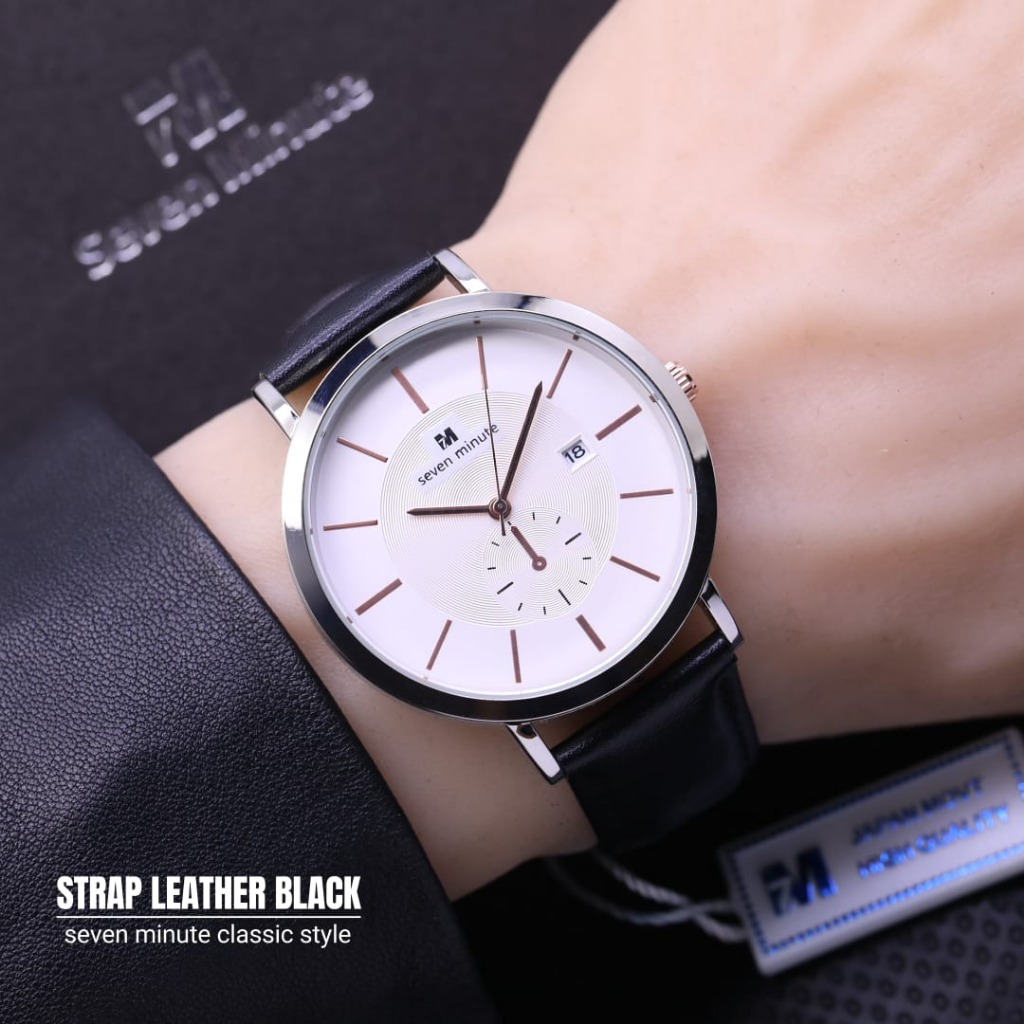 Jual Terbaru!! Jam Tangan Pria Cowok Seven minute Analog Rantai Stainless Tanggal Aktif Plus Box ...