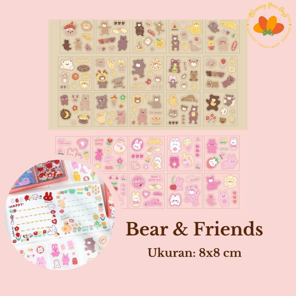 Jual stiker viral memo random vintage cute chibi girl boys beruang bear ...