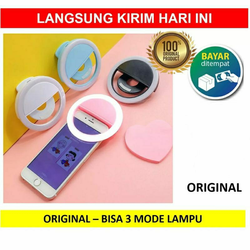 Jual RING LIGHT SELFIE LED / LAMPU SELFIE BULAT / Ringlight flash charm ...