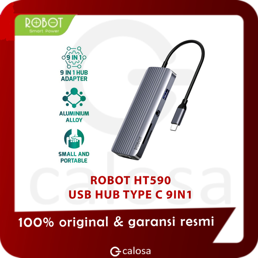 Jual ROBOT HT590 USB HUB type C to HDMI VGA USB 3.0 Micro SD Card PD ...