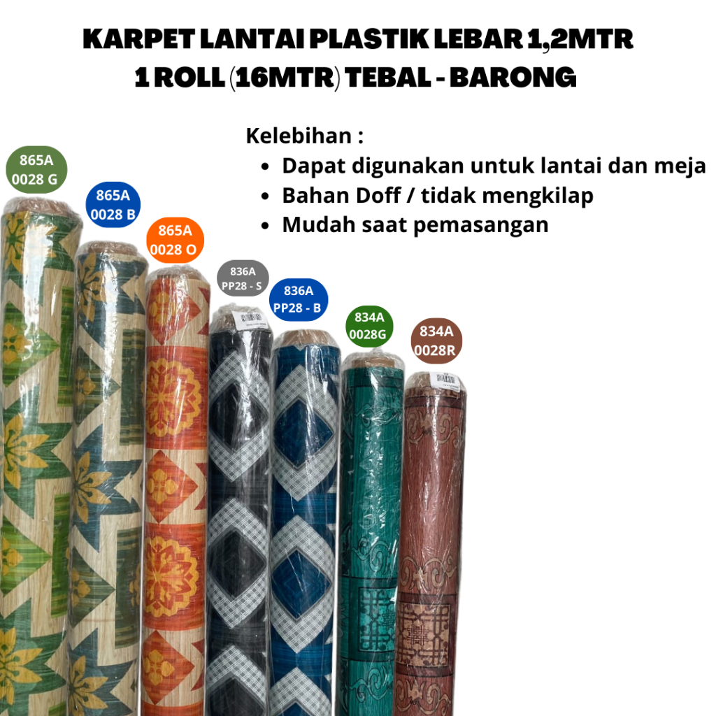 Jual Vinyl Meteran Karpet Plastik untuk Meja dan Lantai Tinggi 1,2 M Doff - Barong 1 ROLL (16 ...