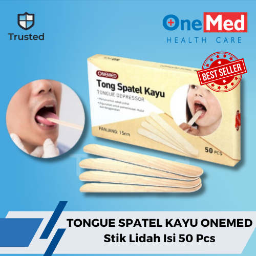 Jual Tong Spatel Kayu sudip lidah Onemed Box isi 50 Pcs wooden tongue ...