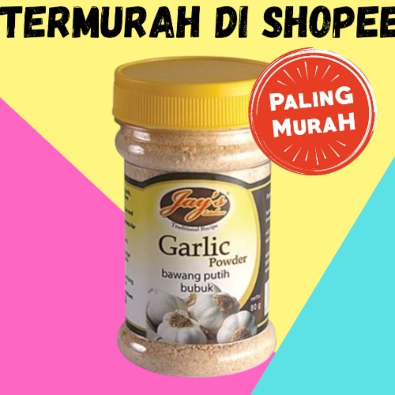 Jual GARLIC POWDER JAY'S KEMASAN 80GR TERMURAH | Shopee Indonesia