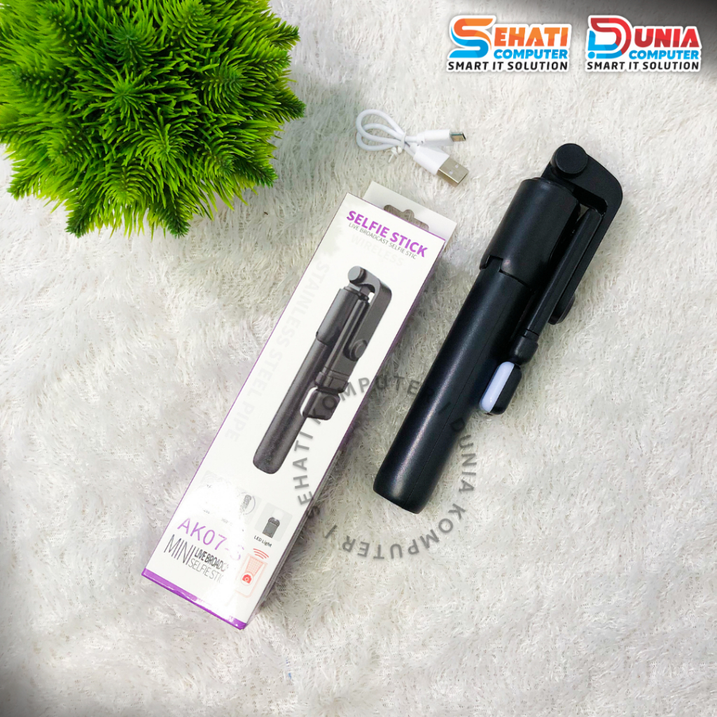 Jual SELFIE STICK TRIPOD & TONGSIS AK07-S LAMPU | Shopee Indonesia