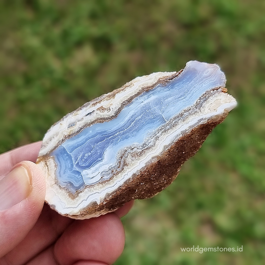 Jual Natural Blue Lace Agate Banded - Blue Chalcedony Slab ( 2.3.6RS ...