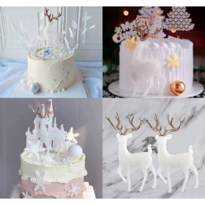 Jual Topper Kue Desain Rusa Kristal Putih Untuk Dekorasi kue | Shopee ...