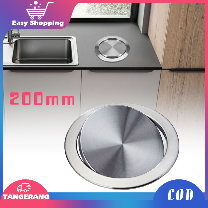 Jual 20cm Garbage Flap Stainless Lid Trash Bin Cover Flush Built in ...