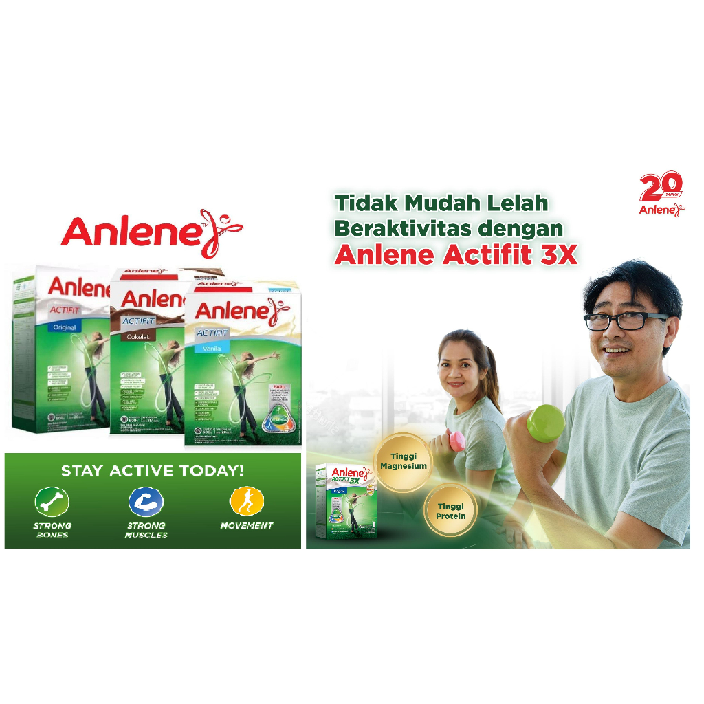 Jual Anlene Actifit 3X Susu Bubuk Dewasa Vanila, Original, Cokelat 590g ...