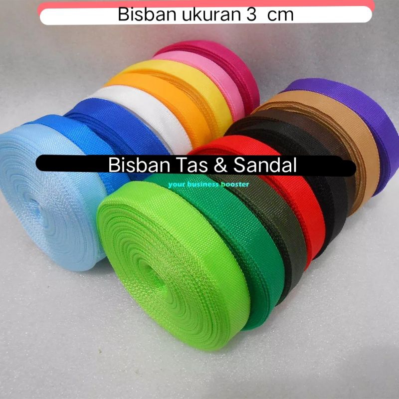 Jual bisban tali webbing 3 cm warna bisban tas bisban murah 1 roll ...