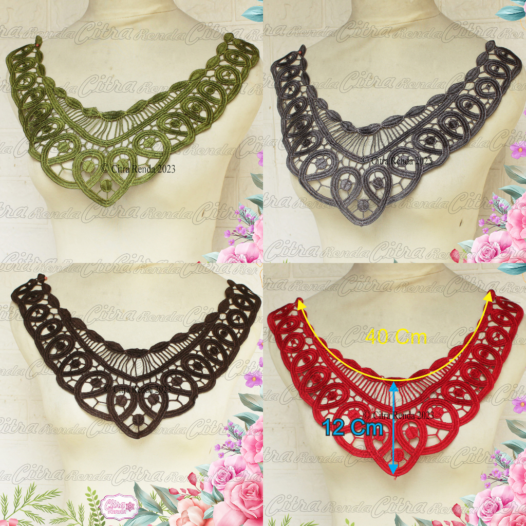 Jual (Per Pcs) AP540 Aplikasi Kerah Bordir / Patch Leher / Renda Leher ...