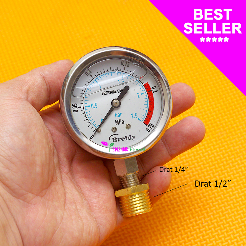 Jual Pressure Gauge 2,5 Bar dan Konektor 1/2 Inch | Shopee Indonesia