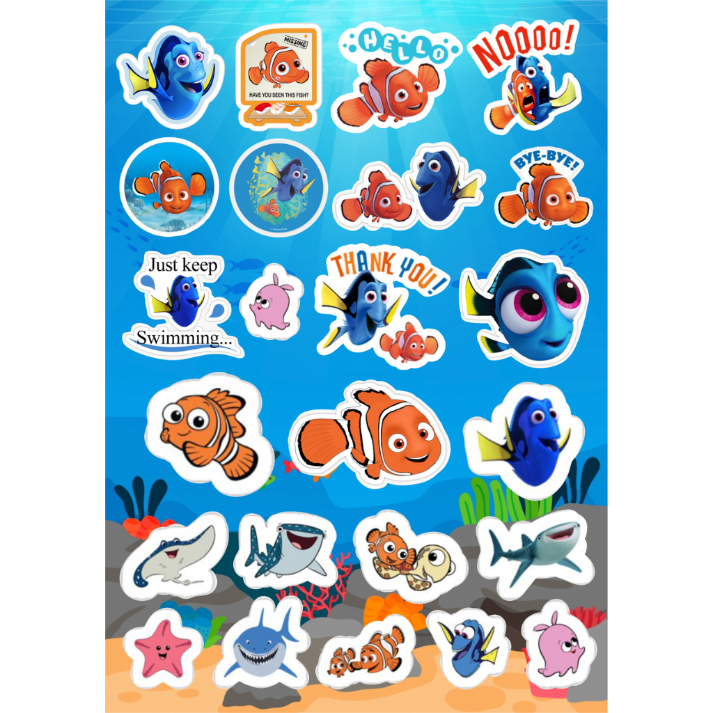 Jual Sticker Gambar FINDING NEMO & DORY Stiker Vinyl Laminasi Glossy ...