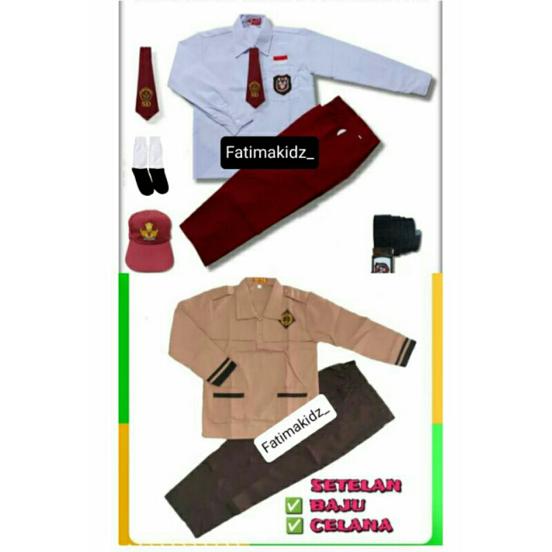 Jual Seragam sekolah komplit merah putih dan pramuka SD anak cowok ...