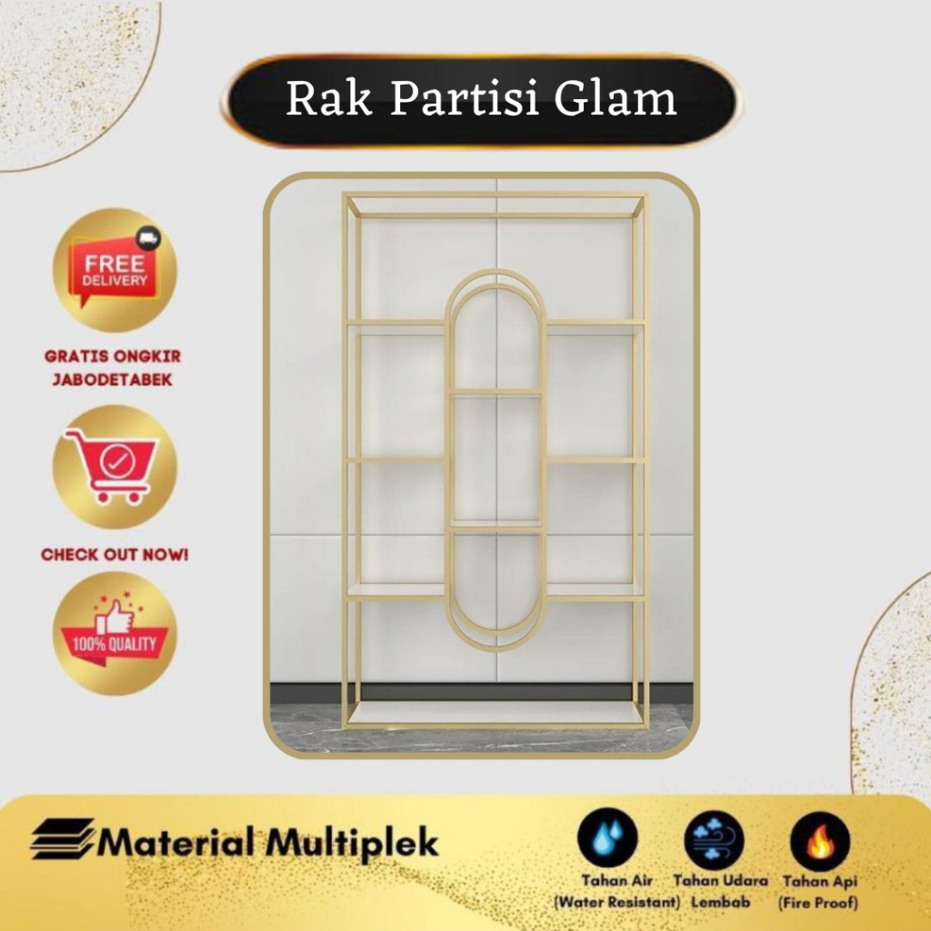 Jual [R244] Rak Partisi Multifungsi Gold Dekorasi Ruangan Aesthetic ...