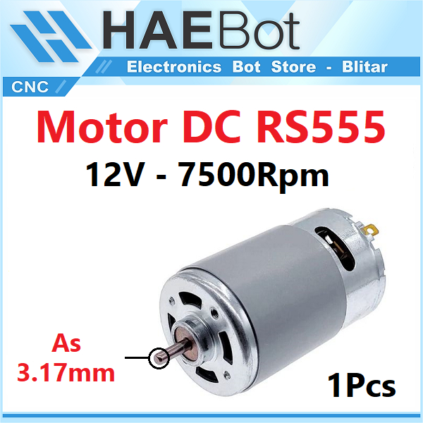 Jual [HAEBOT] Dinamo Motor DC RS555 RS 555 3.17mm 12V Bor 7500 RPM ...