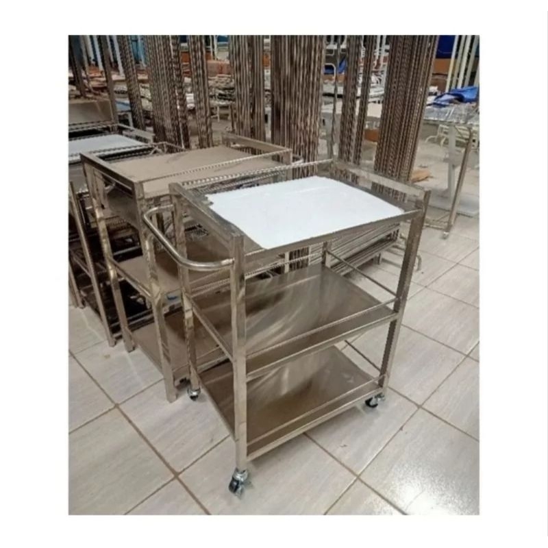Jual Troli Instrument 2 Susun | Trolley 2 Laci Troly 3 Rak | Meja Medis ...
