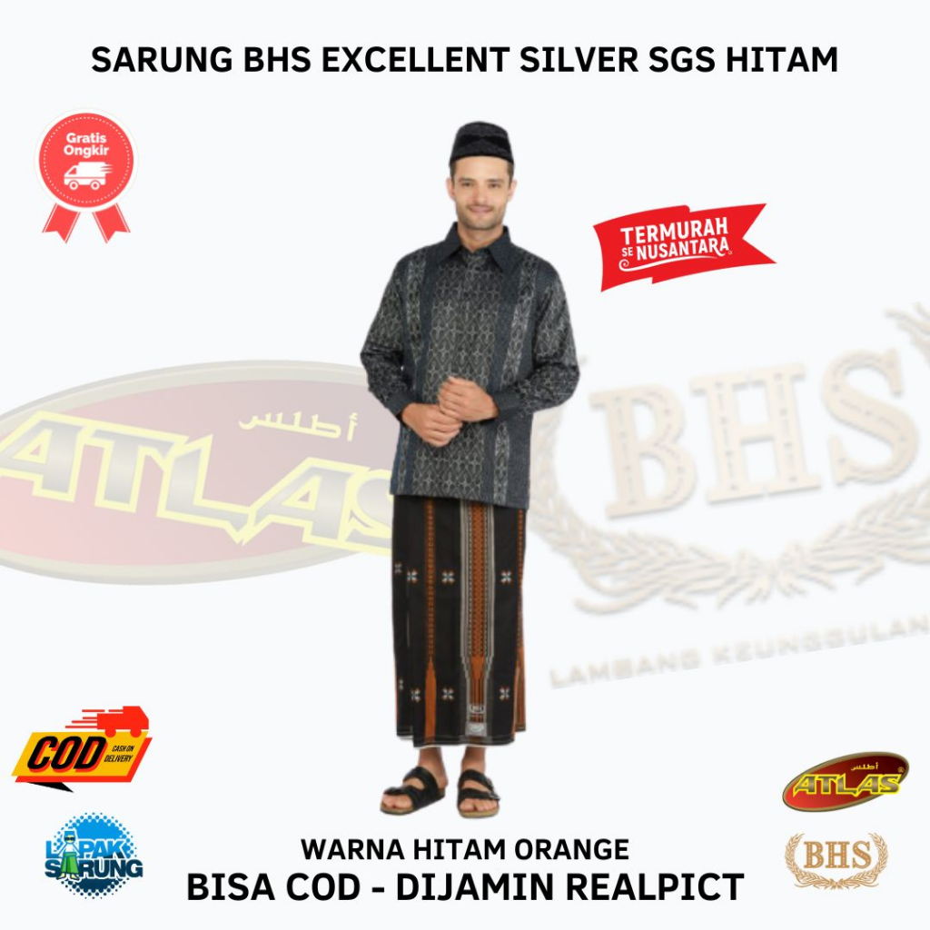 Jual Sarung BHS Excellent Silver Motif Songket Gunung Single Hitam Emas ...