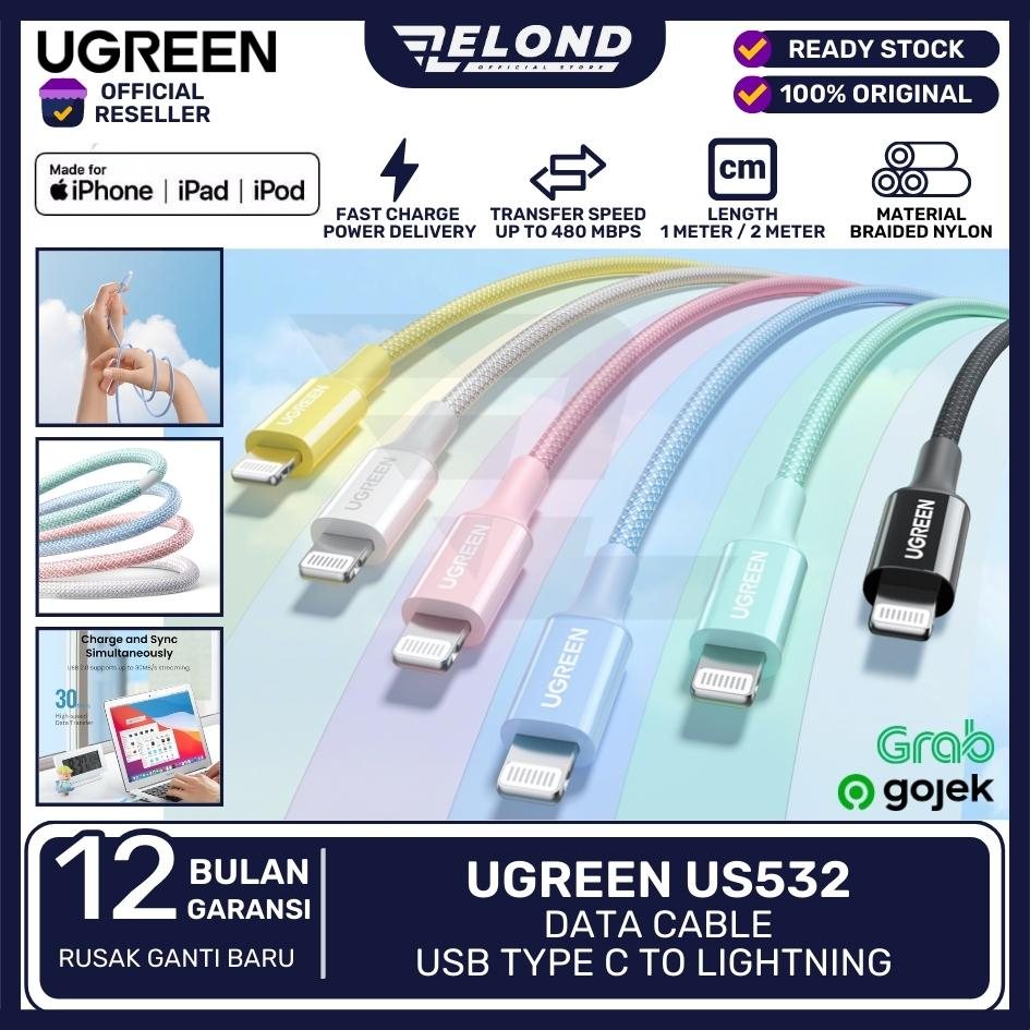 Jual UGREEN Kabel iPhone USB Type C to Lightning Cable Weaven 60W PD ...