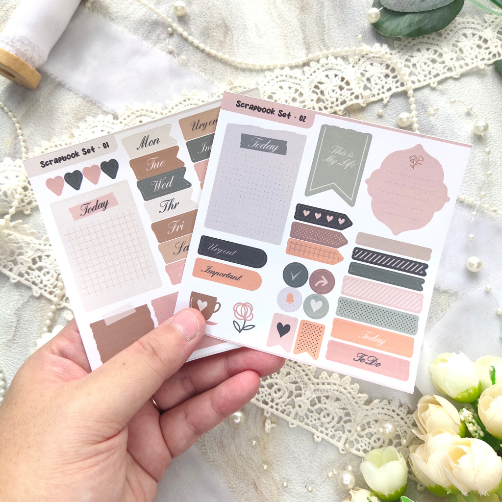 Jual Stiker scrapbook set untuk buku Planner hias jadwal sticker note ...