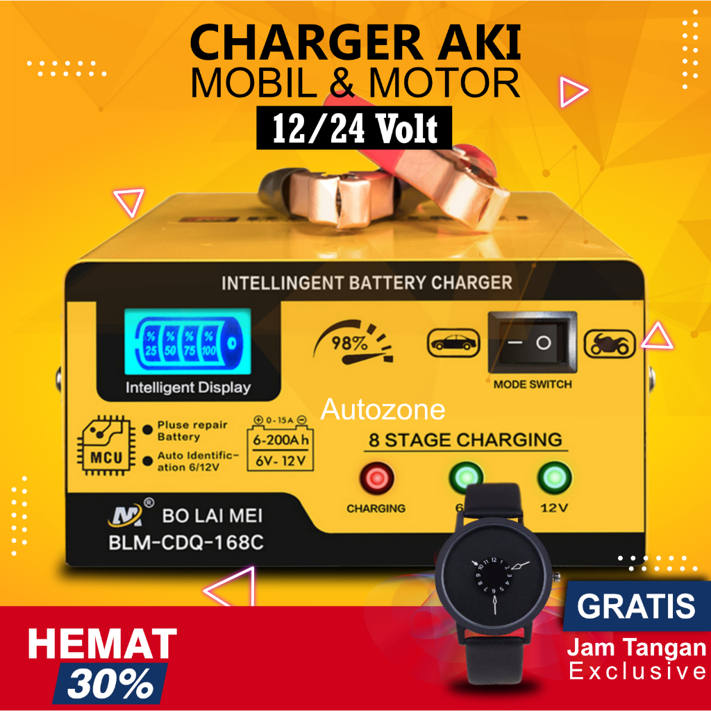 Jual ORIGINAL Charger Aki Motor Mobil Portable Otomatis Auto On Off ...