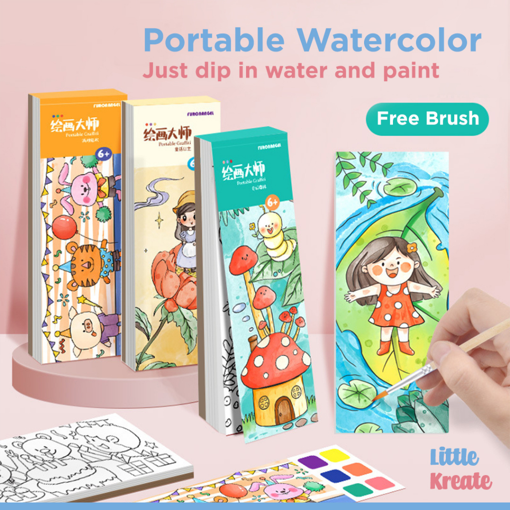 Jual Watercolor Portable Coloring Paper - Mainan Buku Cat Air Mewarnai Travelling - Pocket ...