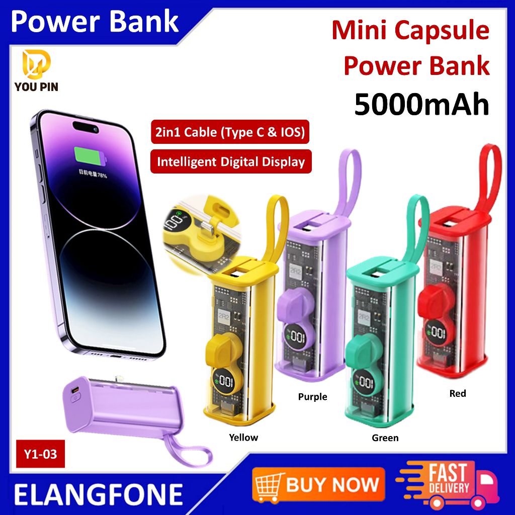 Jual YOU PIN Powerbank Mini 5000mAh Fast Charging Portable Power Bank | Shopee Indonesia