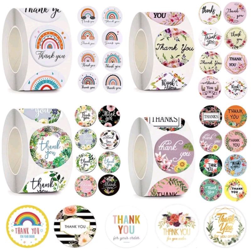 Jual 1 ROLL 500 STICKER THANK YOU STIKER SOUVENIR LABEL SEGEL KEMASAN ...