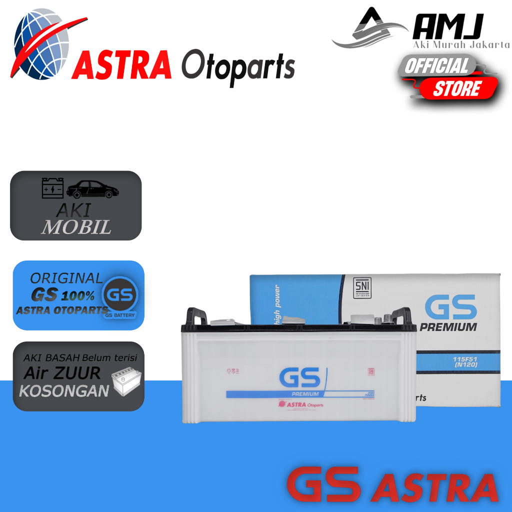 Jual AKI MITSUBISHI BUS GS PREMIUM ASTRA N120 / 115F51 Aki Basah 12V ...