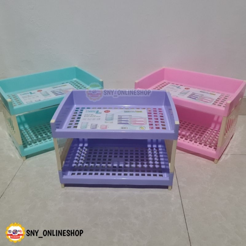 Jual Rak 2 Susun Besar Serbaguna / Rak Susun Plastik Durio Large Lemony ...