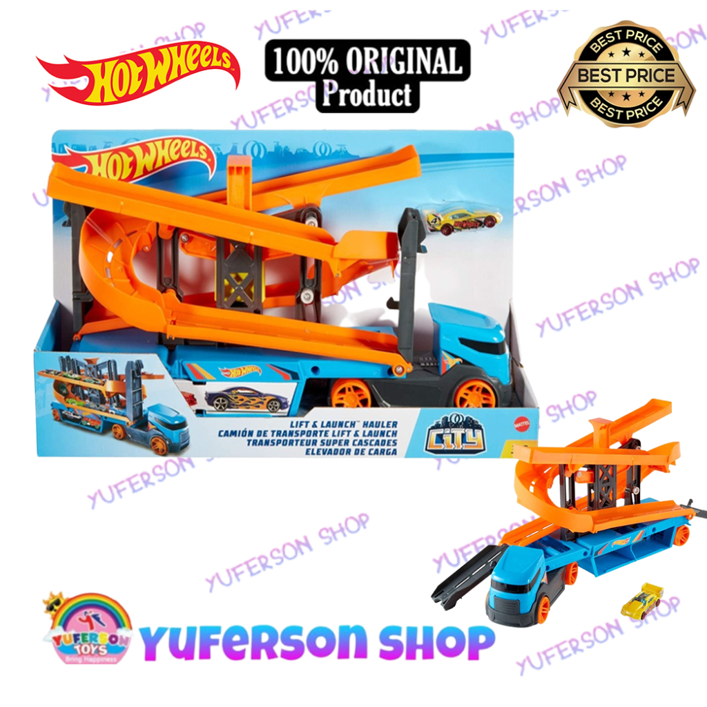 Jual Hot Wheels Track Lift And Launch Hauler Mainan Truk Mega Hauler ...