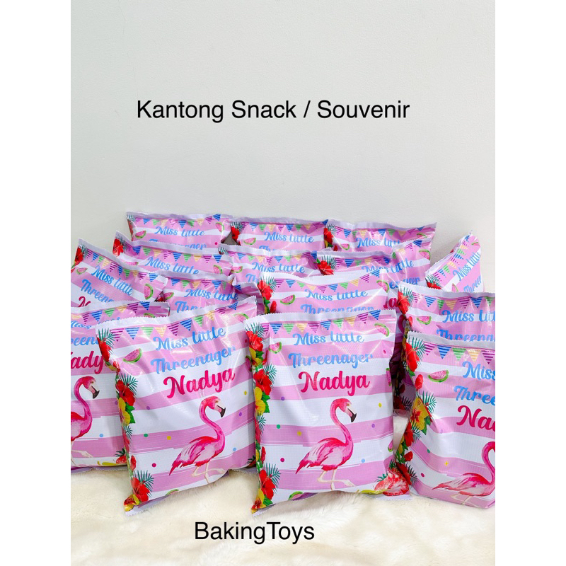 Jual Flamingo Snack Pouch Birthday / Kantong Souvenir Ulang Tahun ...