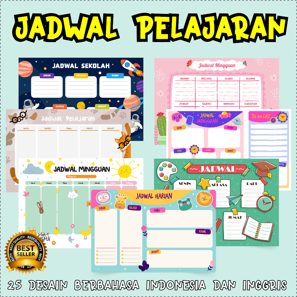 Jual Jadwal Pelajaran Karton - Weekly Planner - Kegiatan Mingguan Untuk ...