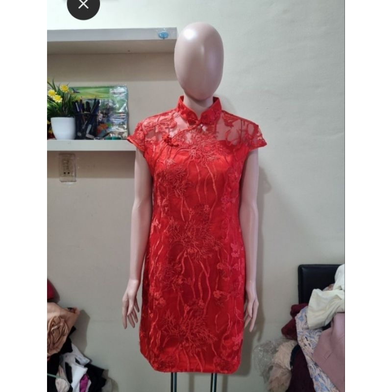 Jual Cheongsam Dress red sequin | Shopee Indonesia