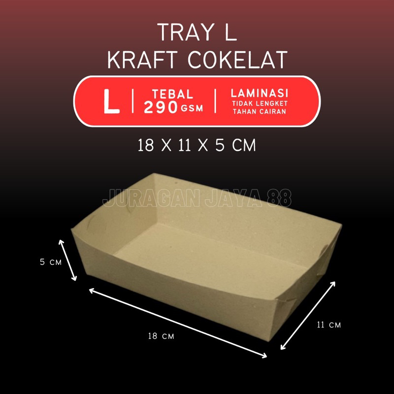 Jual Paper Tray Makanan Laminasi Ukuran L/Large (18x11x5 cm) | Paper ...