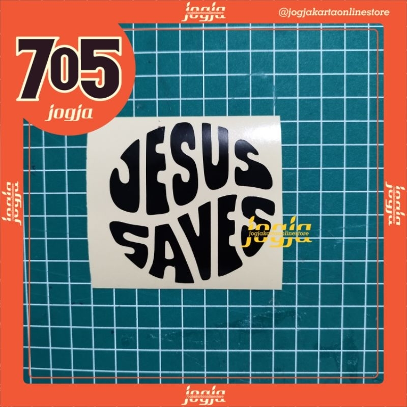 Jual Cutting Sticker Jesus Saves Stiker Rohani Yesus Menyala 7 Cm ...