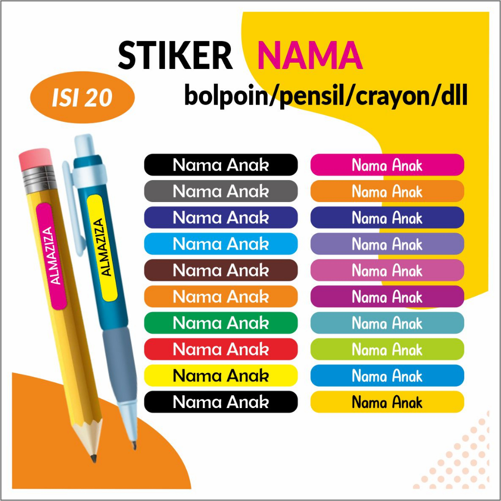 Jual MIN 2 SET !! STIKER NAMA BOLPOIN/PENSIL/BUKU ISI 20 | Shopee Indonesia