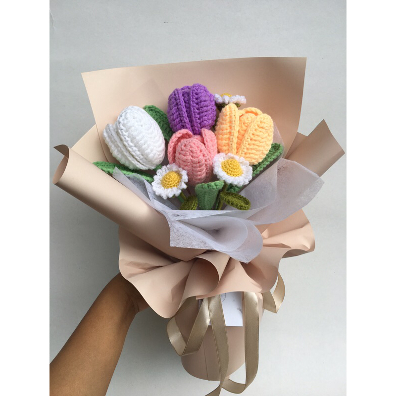 Jual Buket bunga rajut tulips | Shopee Indonesia