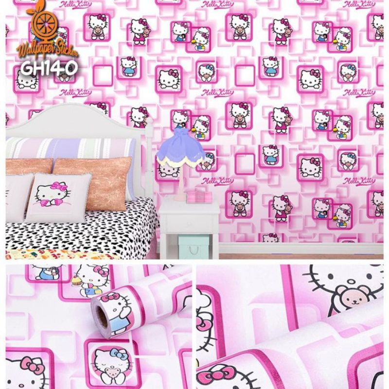 Jual Wallpaper Dinding Hello Kitty 3D Ukuran 45 Cm x 10 Meter | Shopee Indonesia