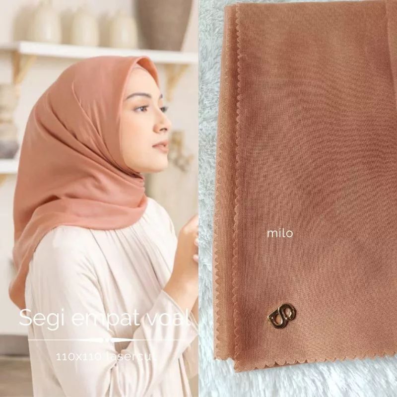 Jual segi empat voal premium polos plat B / jilbab buttonscarves semi ...