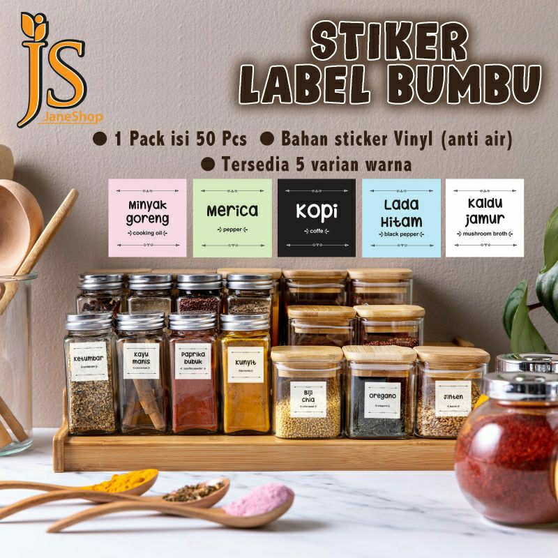 Jual Isi 50Pcs Sticker Label Bumbu Stiker Toples Penyimpanan Penanda ...