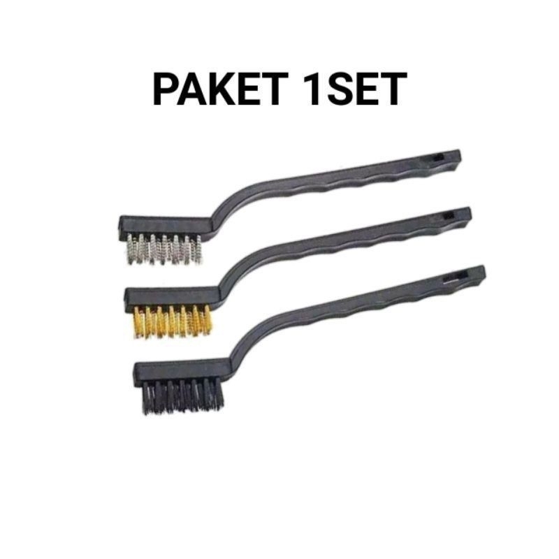 Jual Sikat Kawat Set 3 pcs 3pcs 3 in 1 Mini Wire Brush Kuningan Baja ...