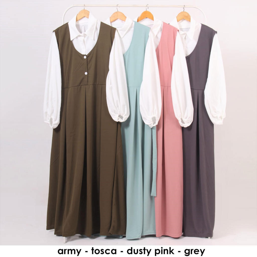 Jual Gamis oversize busui U neck + inner kerah kemeja putih tali ...