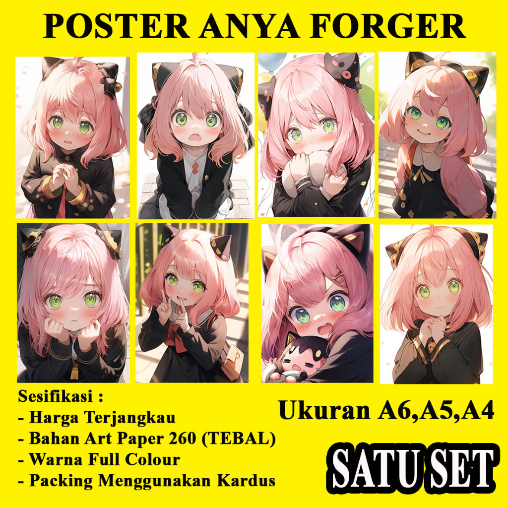 Jual Poster anime ANYA FORGER spy x family ukuran A6,A5 dan A4 1set ...