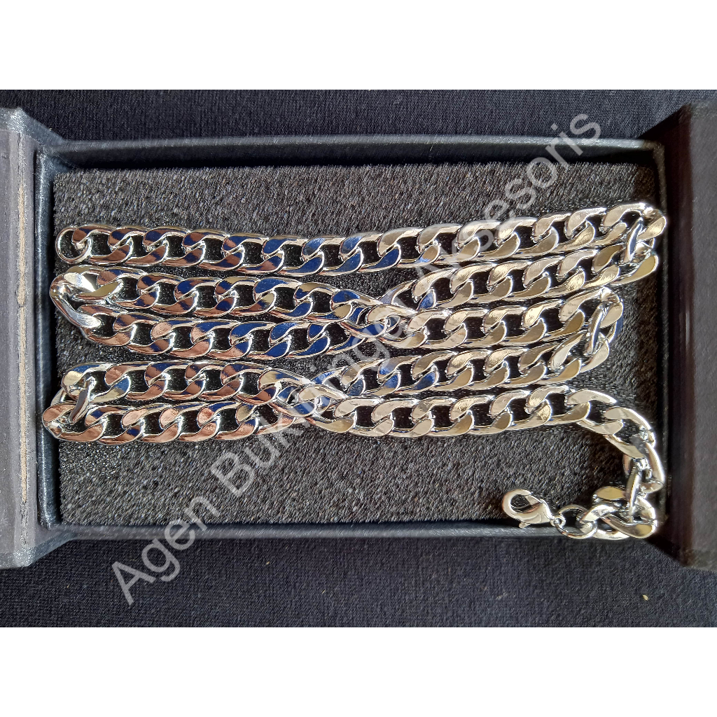 Jual Rantai Kalung Bulat Rantai Besi Putih Titanium Asli Wanita Pria ...
