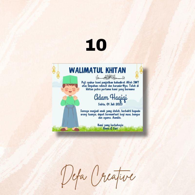 Jual KARTU / STICKER TASYAKURAN KHITANAN / WALIMATUL KHITAN / KHITANAN ...
