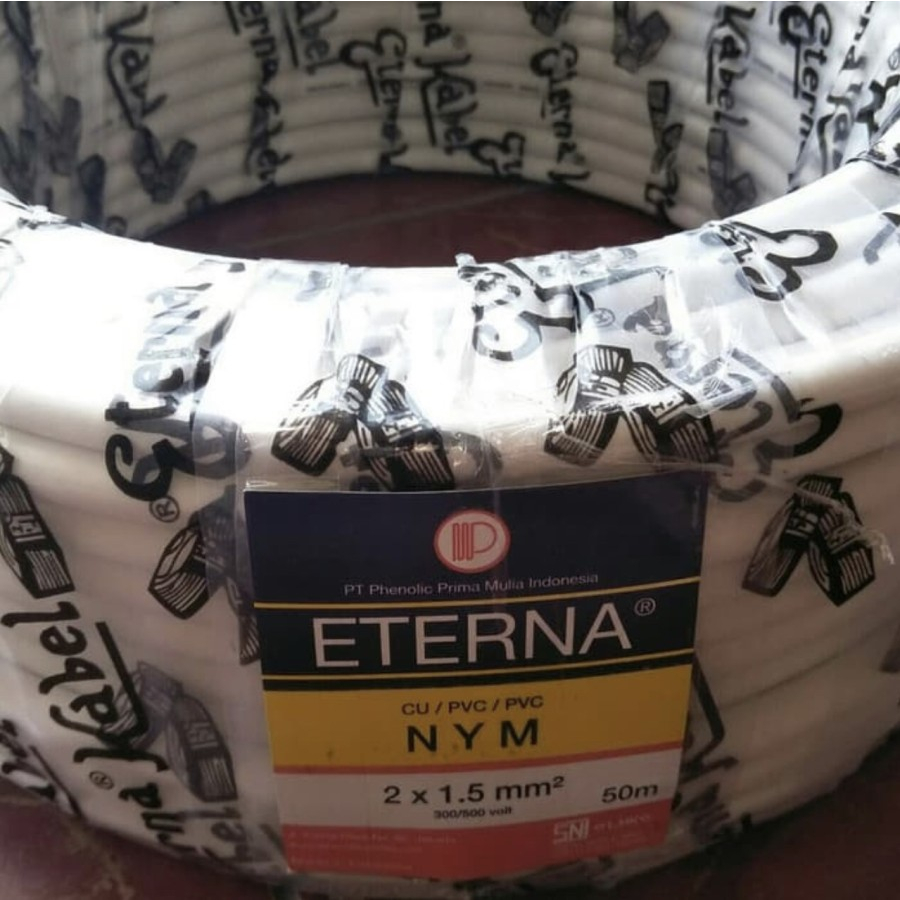 Jual KABEL LISTRIK TUNGGAL ETERNA NYM 2x1.5 ROLL 50 METER 50M | Shopee Indonesia