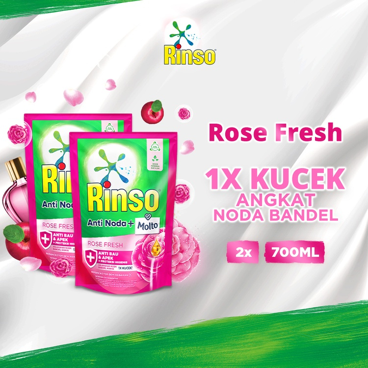Jual Rinso Molto Deterjen Cair Rose Fresh 2 x 700 mL | Shopee Indonesia