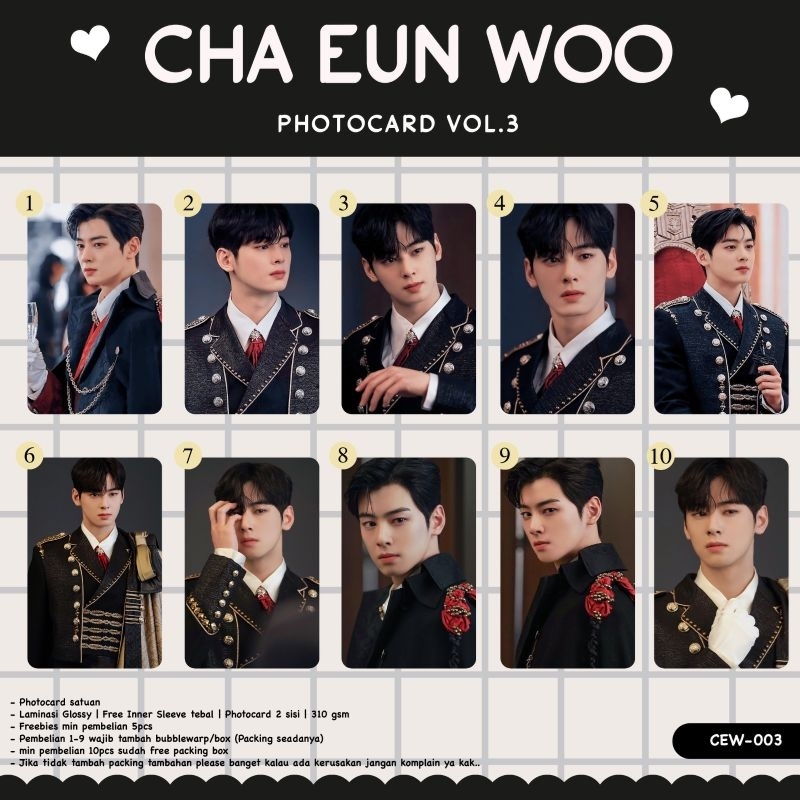 Jual PHOTOCARD CHA EUN WOO 2 SISI LAMINASI - VOL.3 | Shopee Indonesia