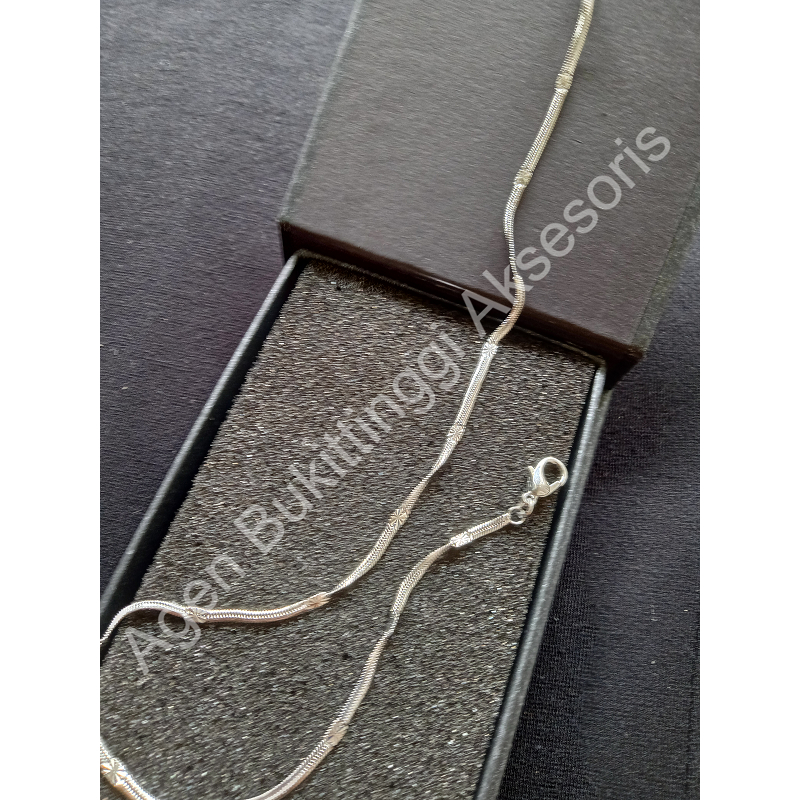 Jual Rantai Kalung Bulat Rantai Besi Putih Titanium Asli Wanita Pria ...